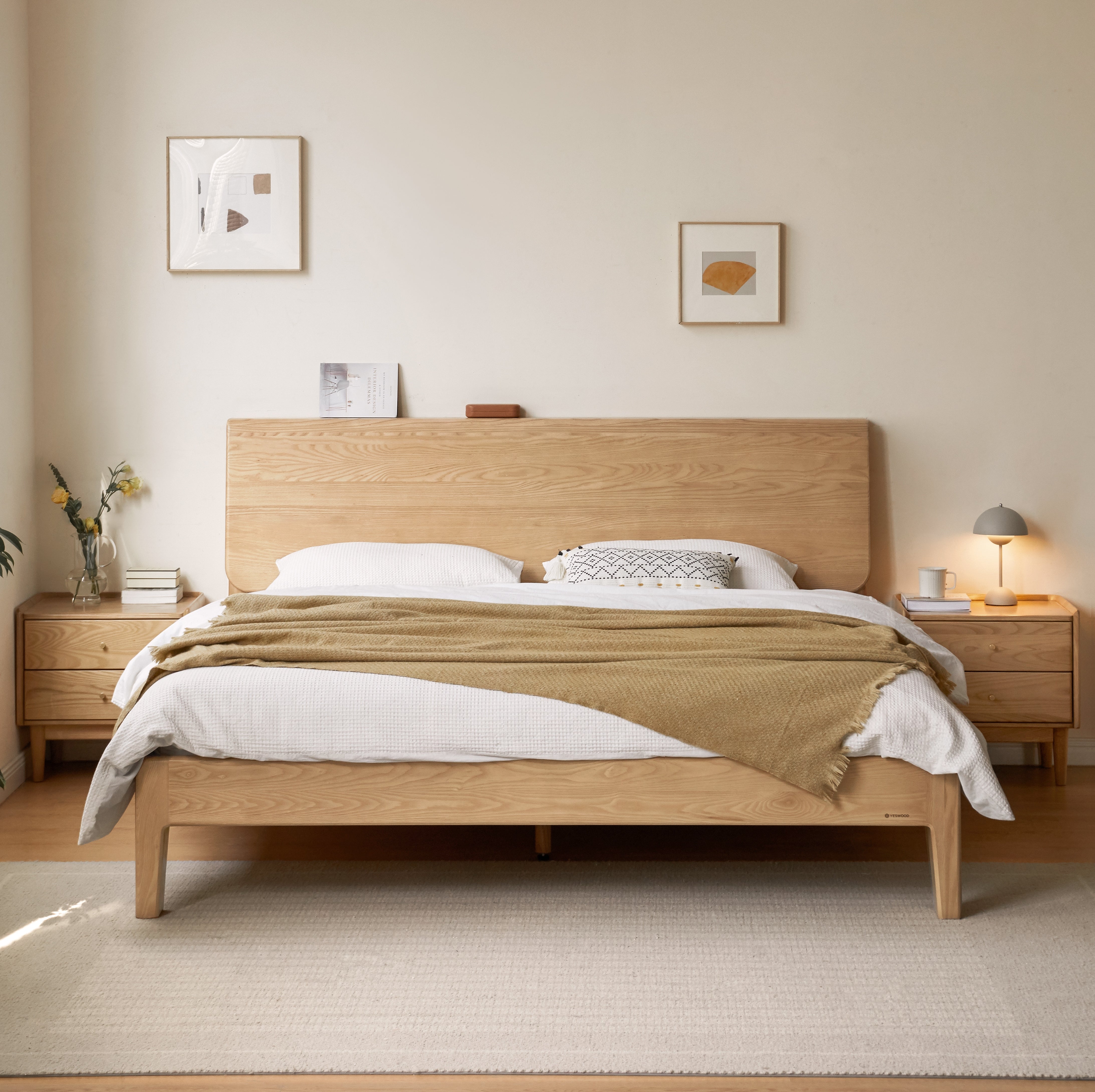 Carroll Queen Size Bed Natural Solid Ash